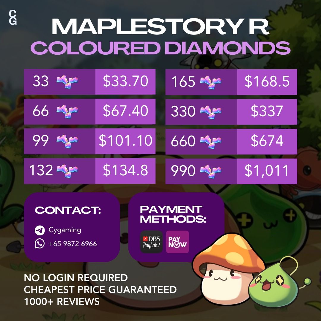 [NO LOGIN] Cheapest Maplestory R Colored Diamonds Topup, Video Gaming ...