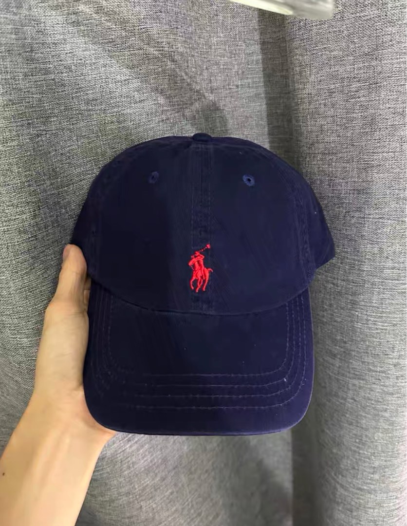 Polo Ralph Lauren Navy Red Cap Hat, Men's Fashion, Watches ...