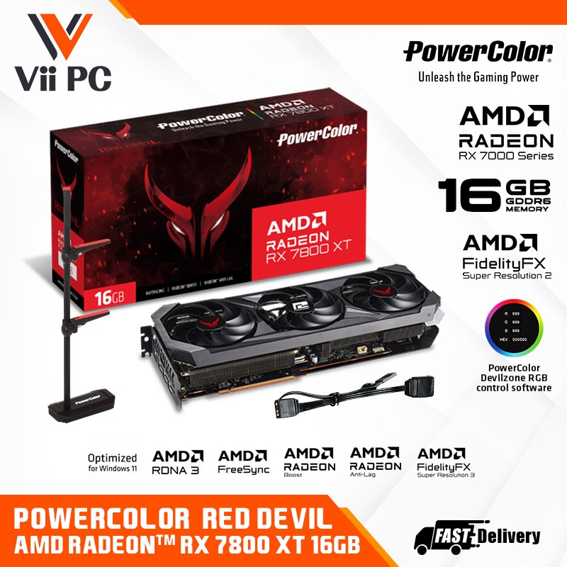 PowerColor RED DEVIL Radeon RX 7800 XT 16GB GDDR6 PCI Express 4.0 x16 ...
