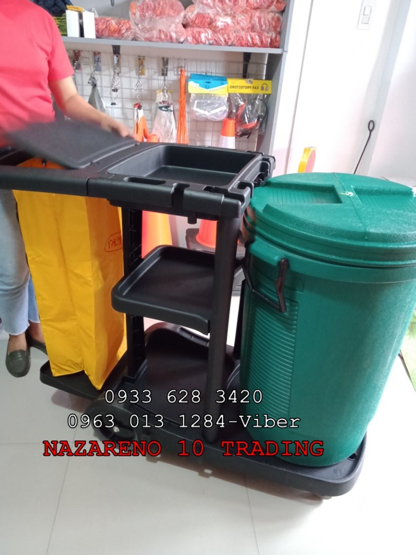 PUSH CART JANITORIAL CLEANER CART Black on Carousell