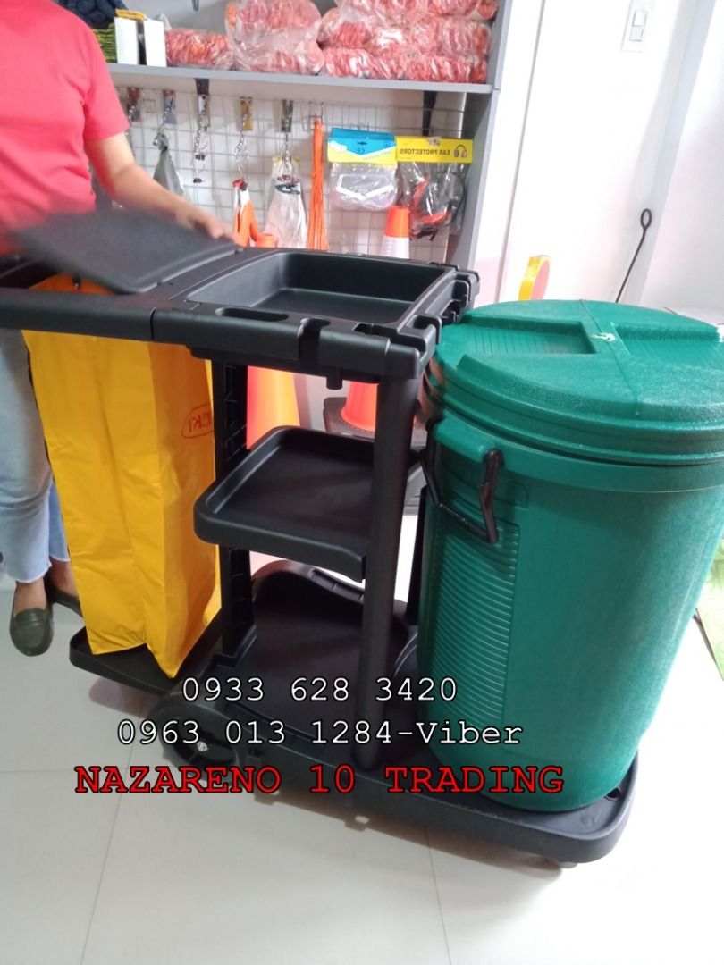 PUSH CART JANITORIAL CLEANER CART Black on Carousell