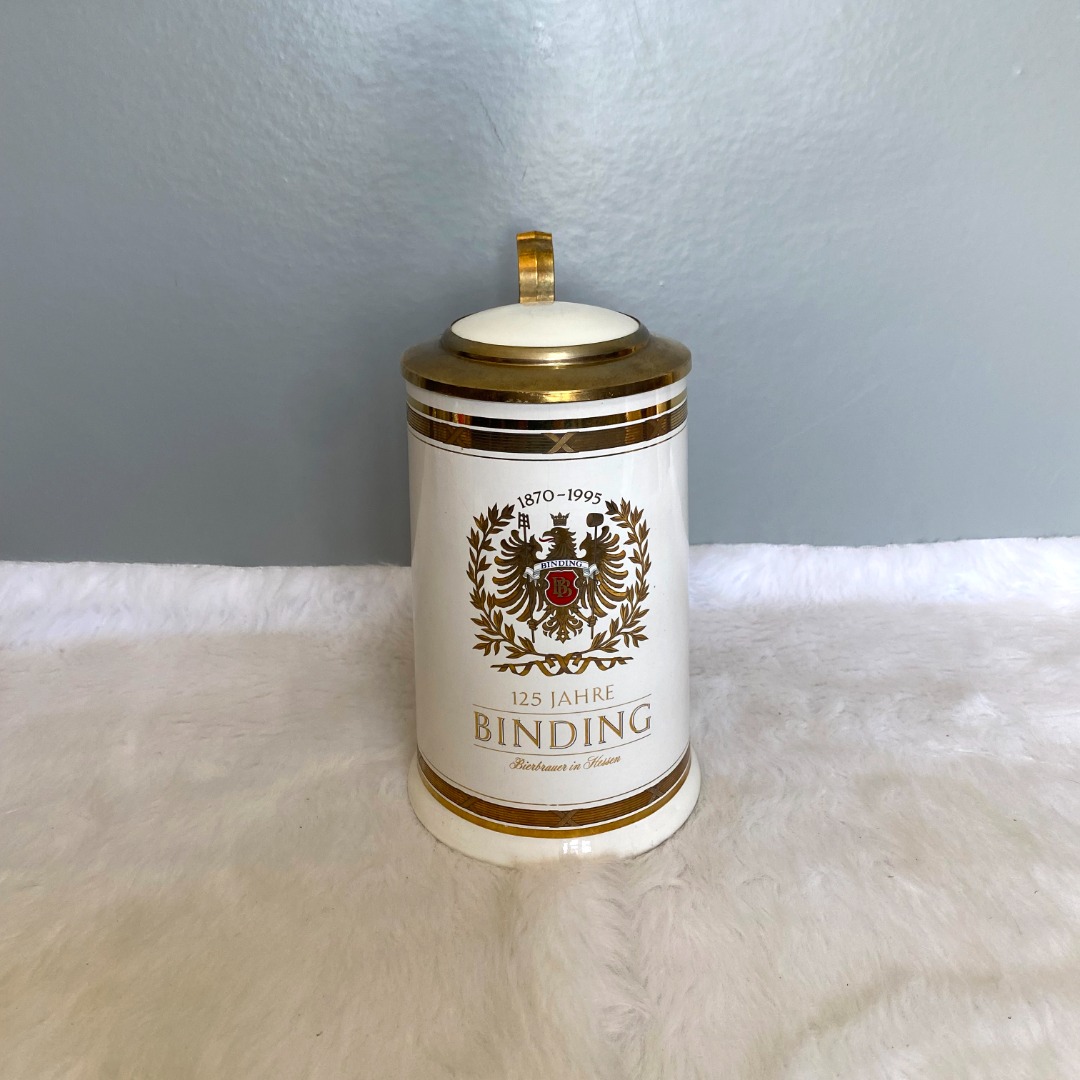 RARE 125th Anniversary German Binding Lidded Stein 24K GF Beer Mug ...