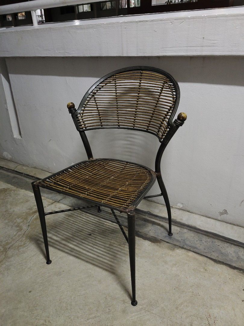 Rattan Metal Chair, Furniture & Home Living, Furniture, Chairs on Carousell