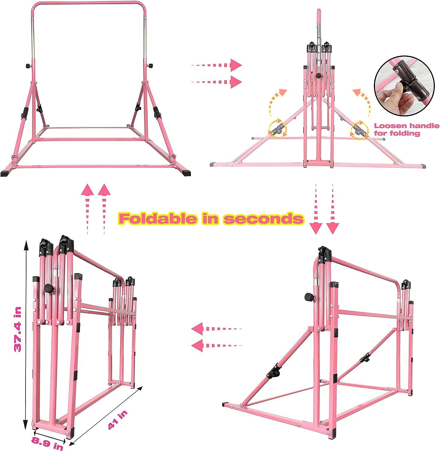 Seliyoo Folding Gymnastics bar kip for Kids,Adjustable Horizontal bar ...