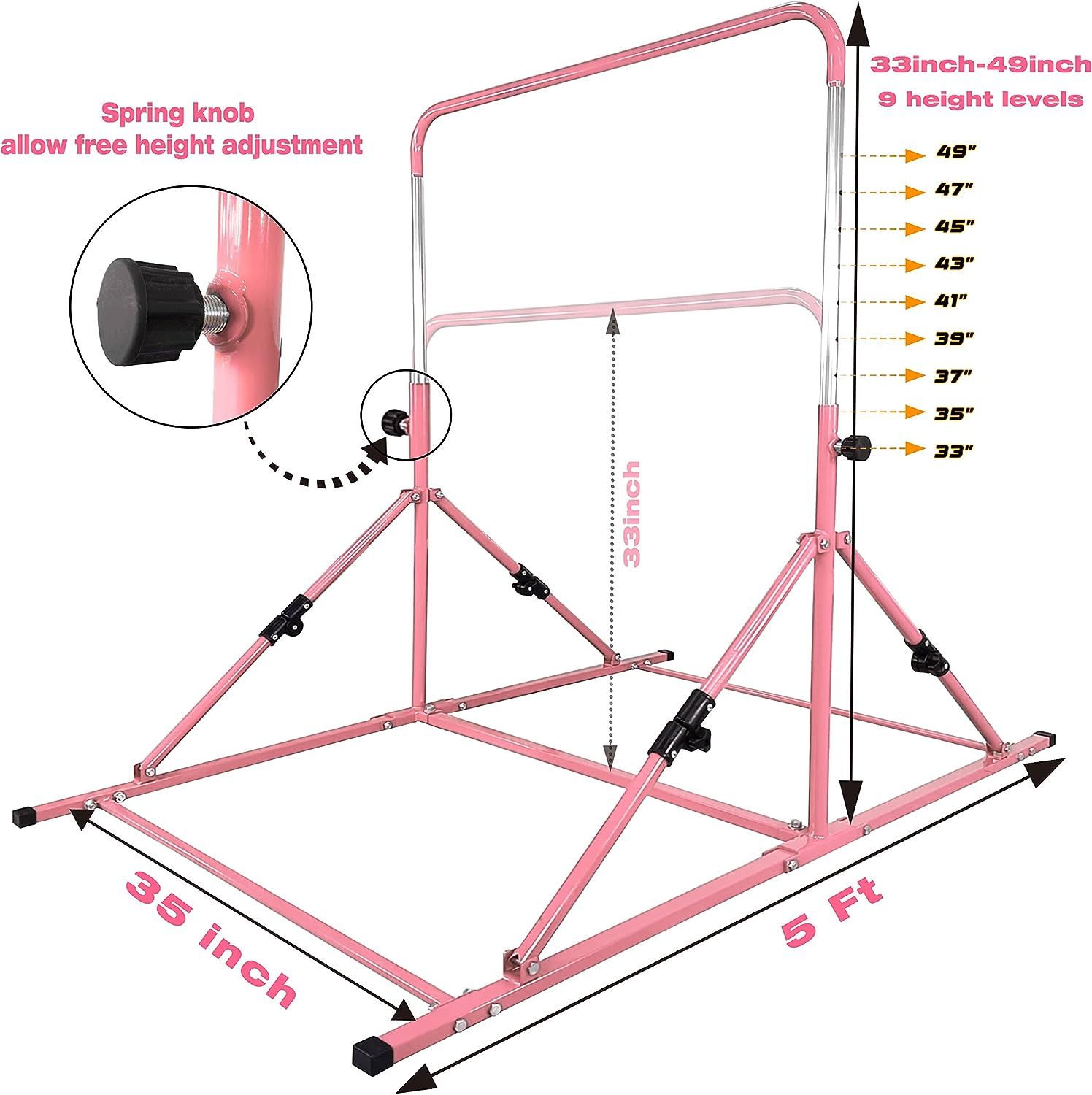 Seliyoo Folding Gymnastics bar kip for Kids,Adjustable Horizontal bar ...