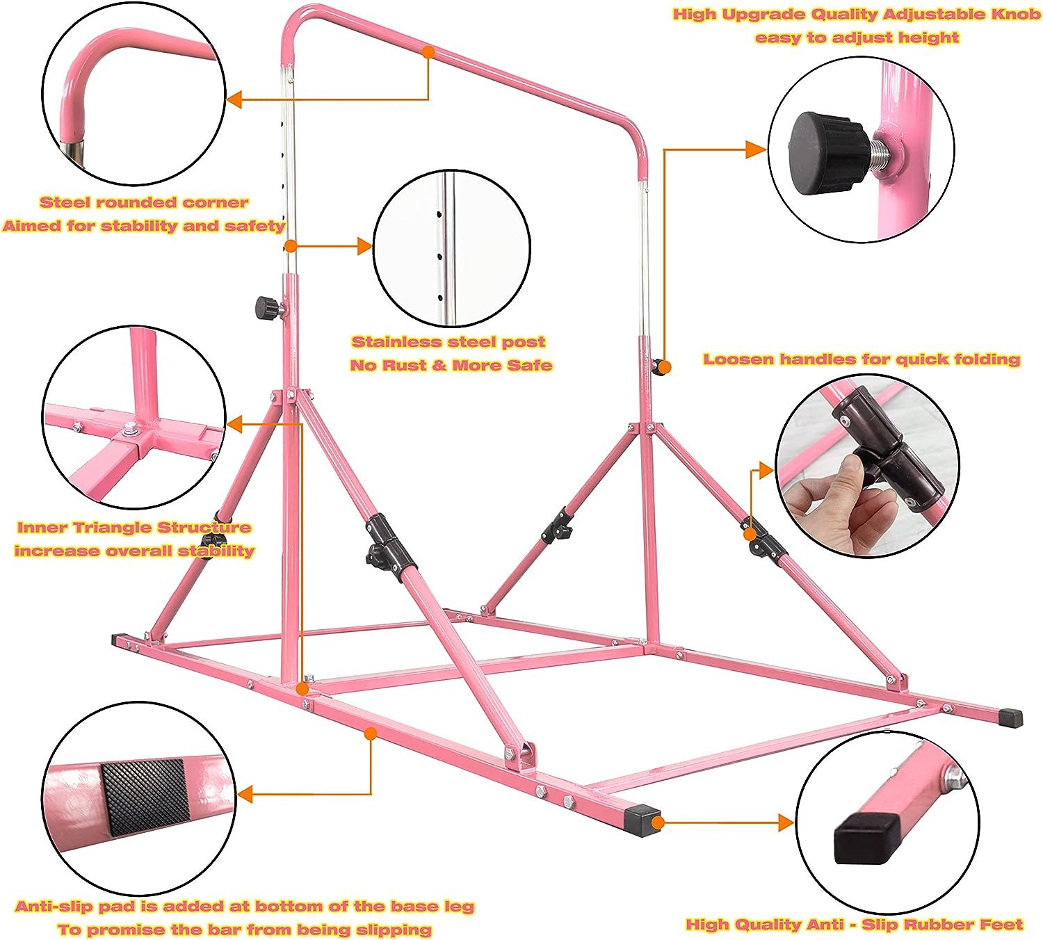 Seliyoo Folding Gymnastics bar kip for Kids,Adjustable Horizontal bar ...