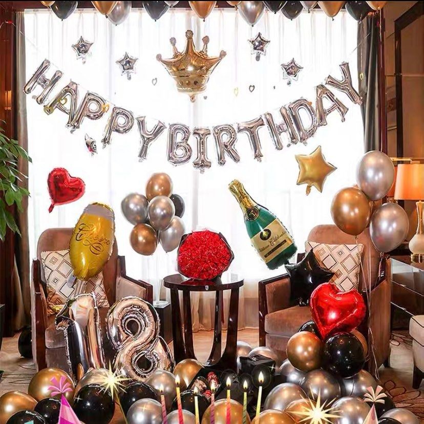 Black Gold Silver Chrome Balloon Set (BS328), Hobbies & Toys ...