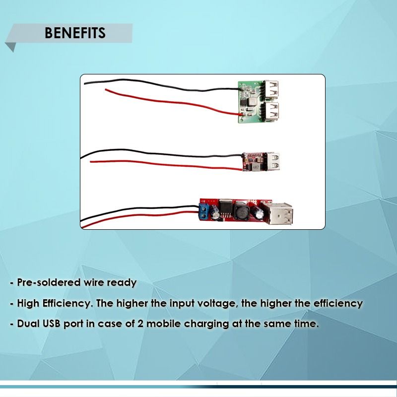STEP DOWN USB DC-DC BUCK CONVERTER MODULE with WIRE, 6-24V to 5V 3A USB, TV & Home Appliances ...