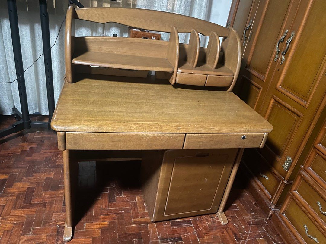 Study table japan solid wood, Furniture & Home Living, Office Furniture ...