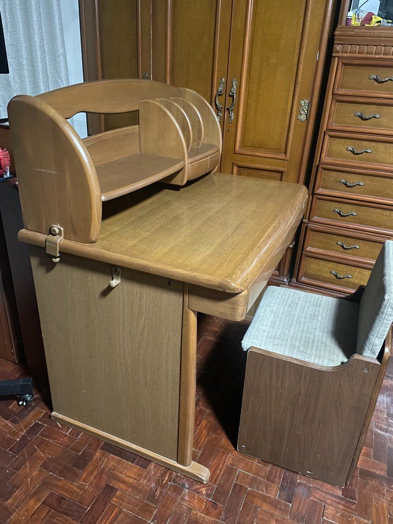 Study table japan solid wood, Furniture & Home Living, Office Furniture ...
