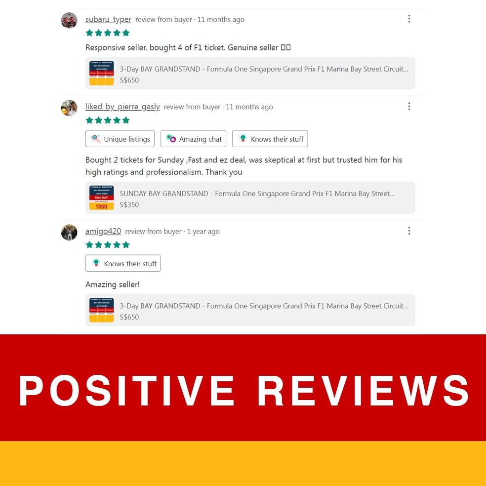 SUNDAY STAMFORD GRANDSTAND - Formula One Singapore Grand Prix F1 Marina ...