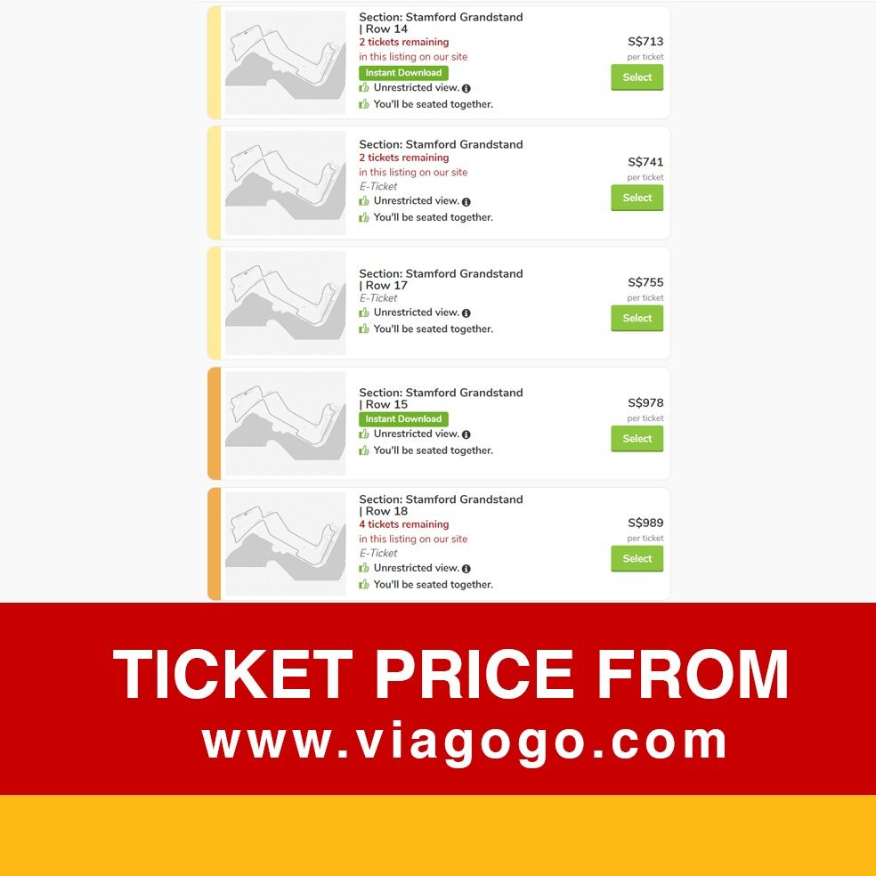 SUNDAY STAMFORD GRANDSTAND - Formula One Singapore Grand Prix F1 Marina ...