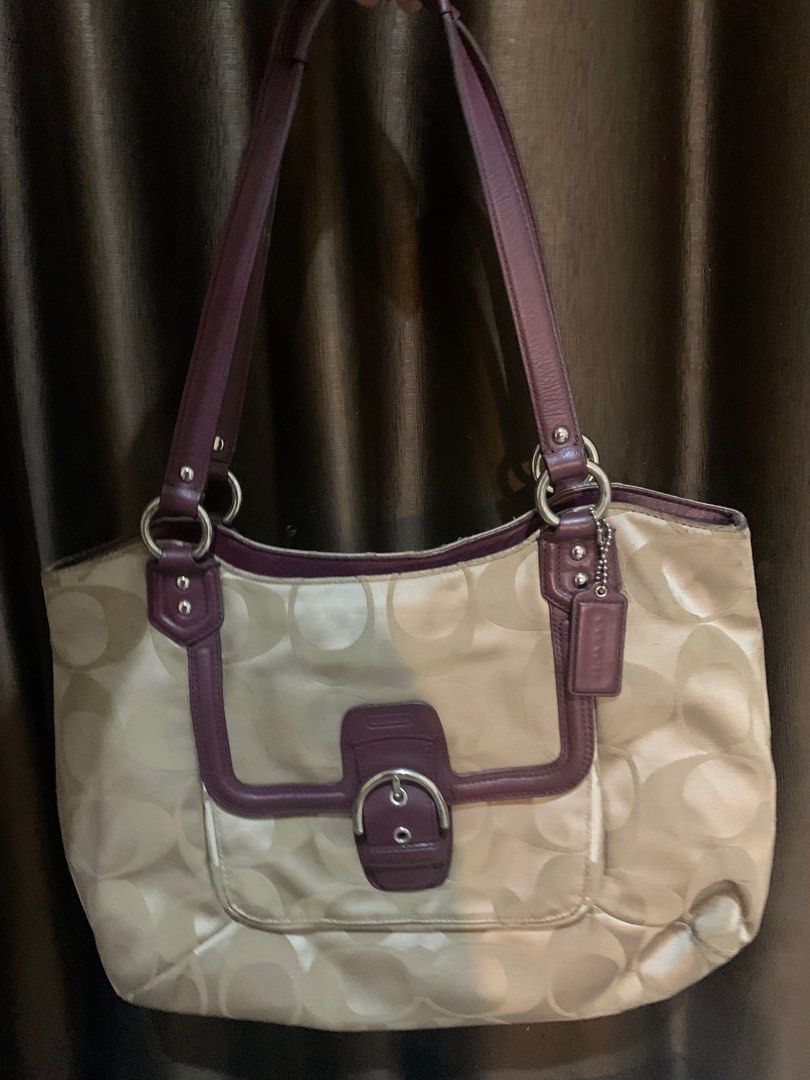 tas coach campbelle signature belle carryal tote, Barang Mewah, Tas ...