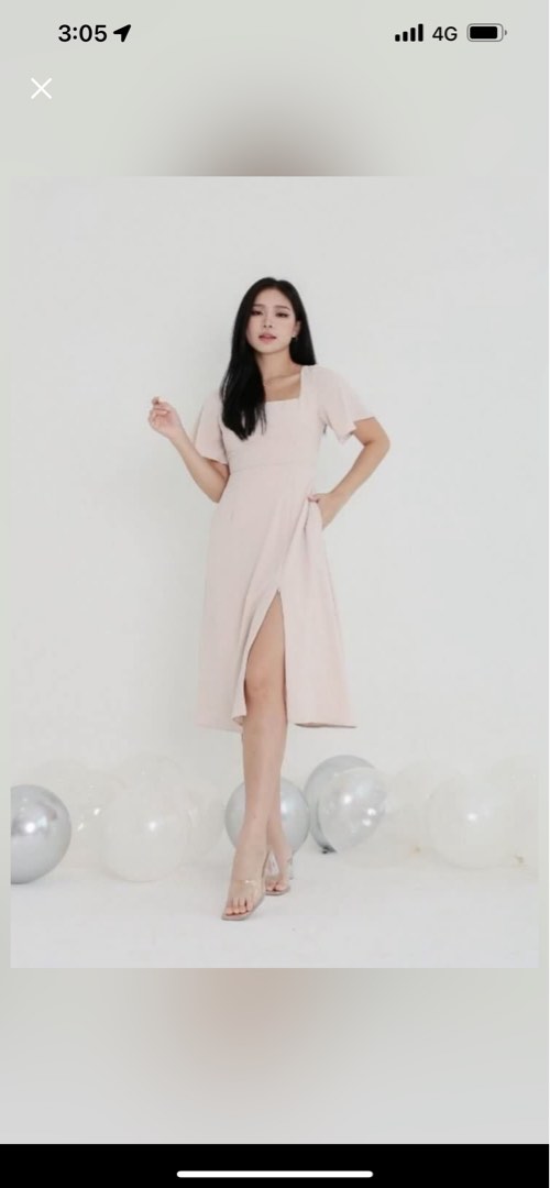 Topazette Tiera slit midi dress (clay/blush/light pink), Women's ...