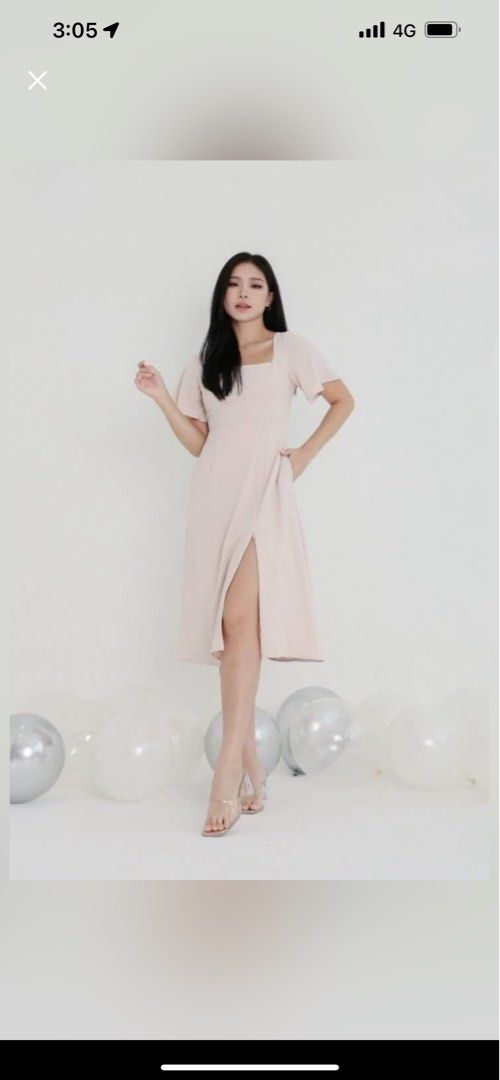 Topazette Tiera slit midi dress (clay/blush/light pink), Women's ...