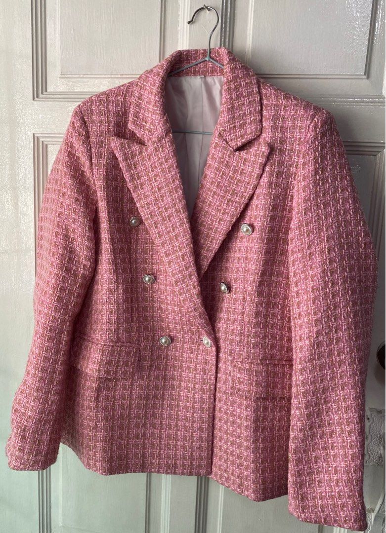 Tweed Blazer Barbie, Women's Fashion, Coats, Jackets and Outerwear on ...