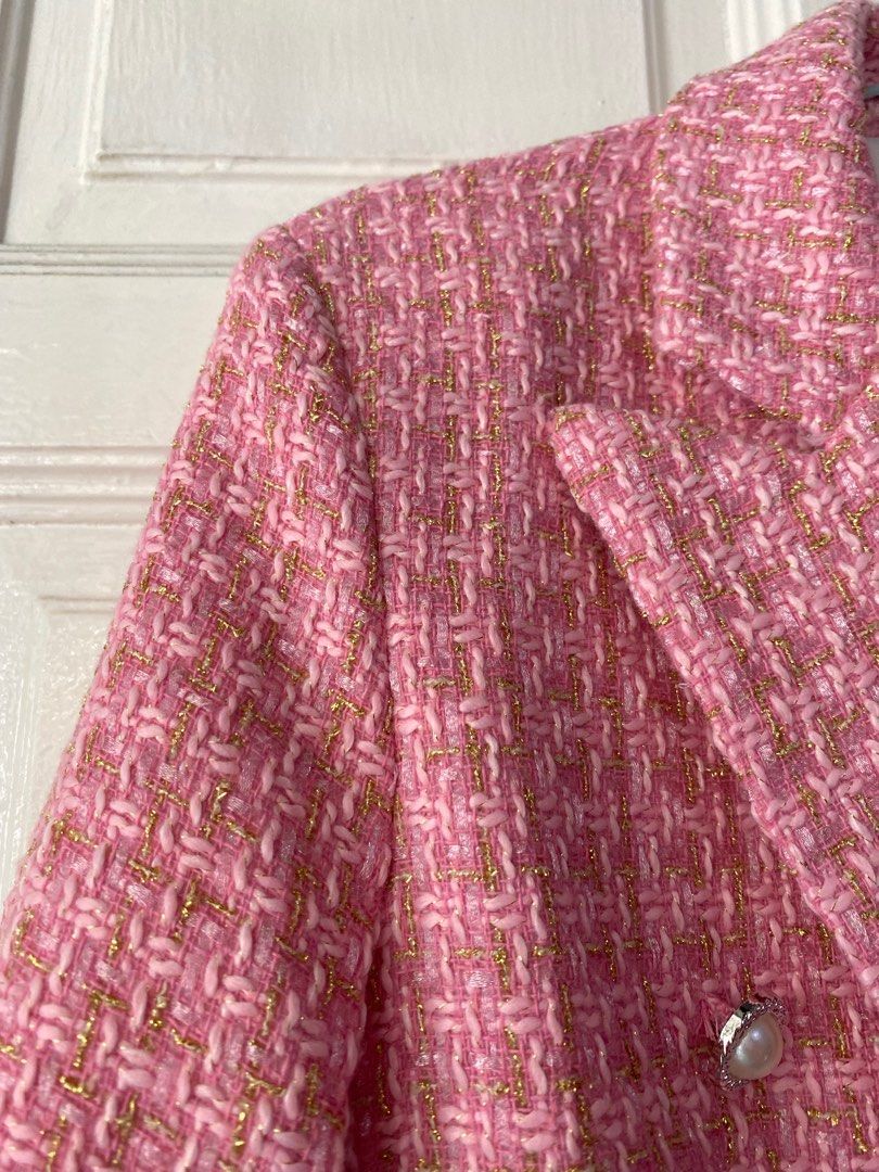 Tweed Blazer Barbie, Women's Fashion, Coats, Jackets and Outerwear on ...