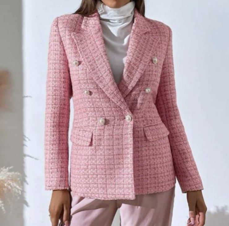 Tweed Blazer Barbie, Women's Fashion, Coats, Jackets and Outerwear on ...