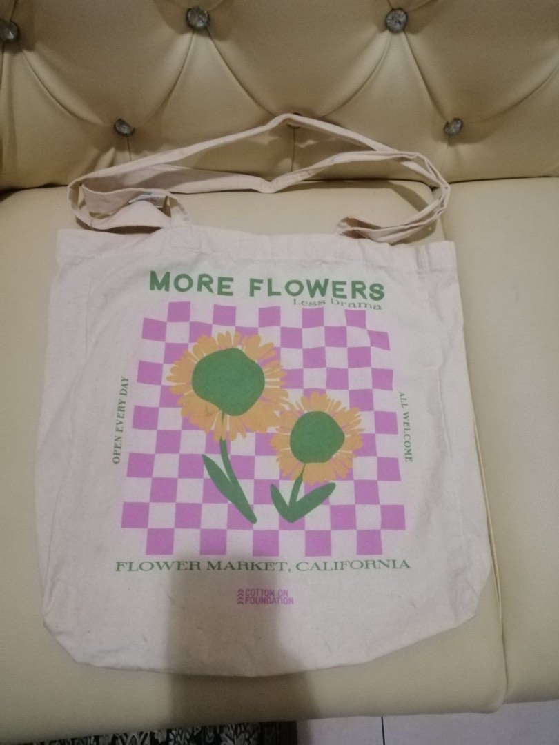 TYPO TOTEBAG FLOWERS, Women's Fashion, Bags & Wallets, Tote Bags on ...