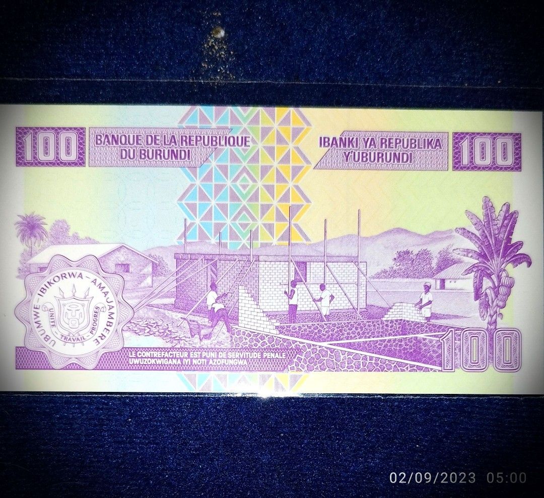 Uang kertas negara Burundi Gress spt.baru, Antik, Uang Lama di Carousell