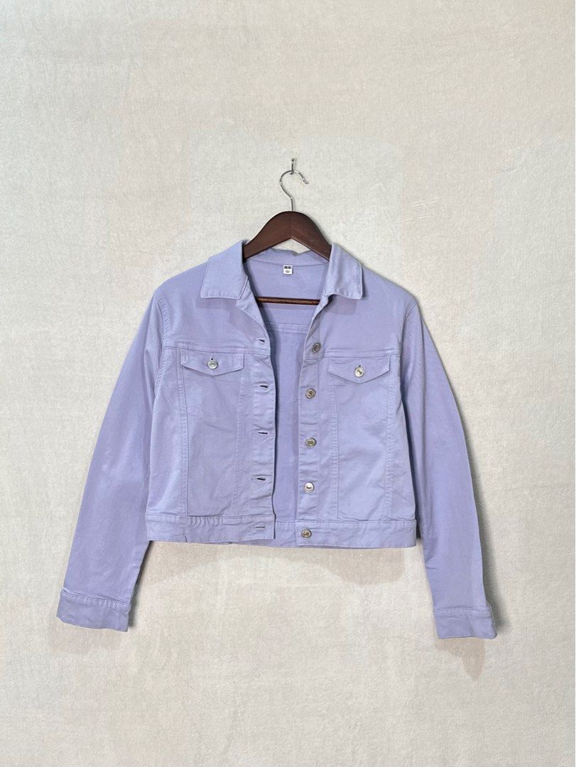 Uniqlo Lavender Denim Jacket, Women's Fashion, Coats, Jackets and ...