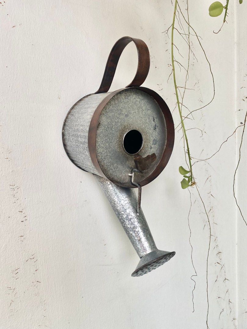 Unique Wall Mount rustic watering can bird house, Furniture & Home ...