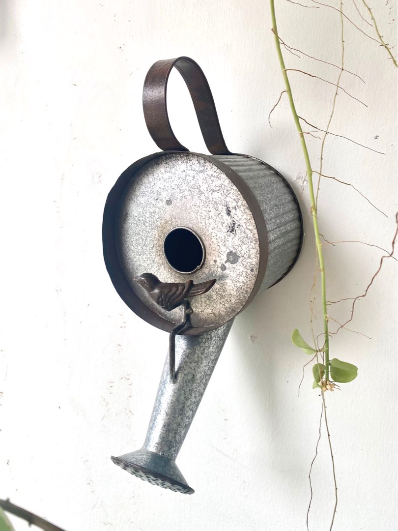 Unique Wall Mount rustic watering can bird house, Furniture & Home ...
