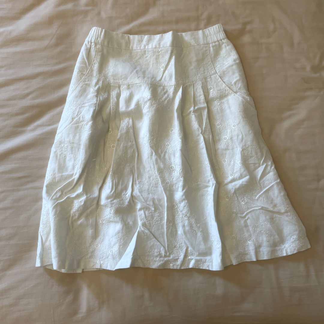 vintage fairycore cottagecore white cotton floral embroidered mini midi ...