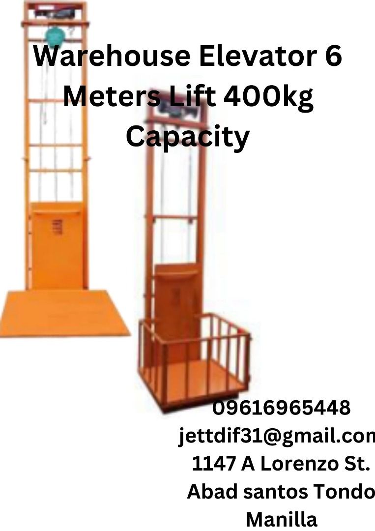 Warehouse Elevator 6 Meters Lift 400kg Capacity, Commercial ...
