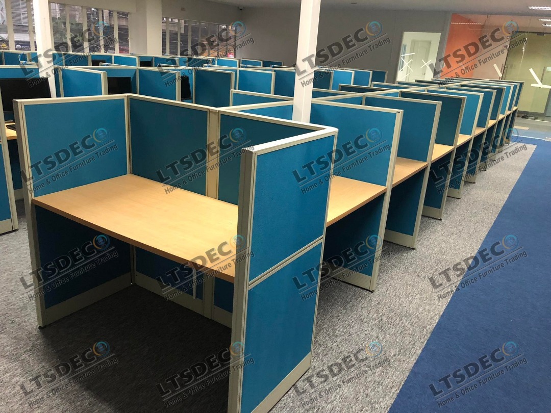 Workstation table office partition -- full fabric cubicle modular ...