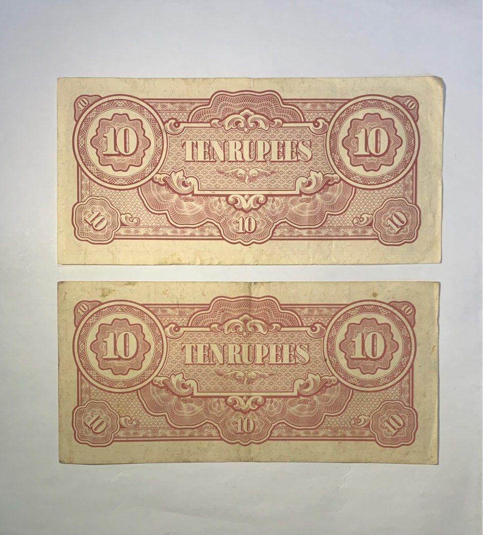 WW2 Burma Myanmar Japanese Occupation 10 Rupees old currency banknotes ...
