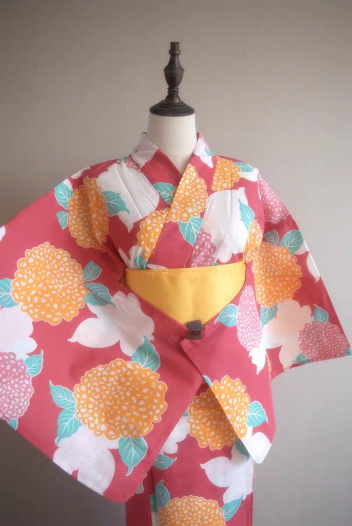 Yukata Set (Red) Japanese Traditional Clothing Costume Japan Kimono ...