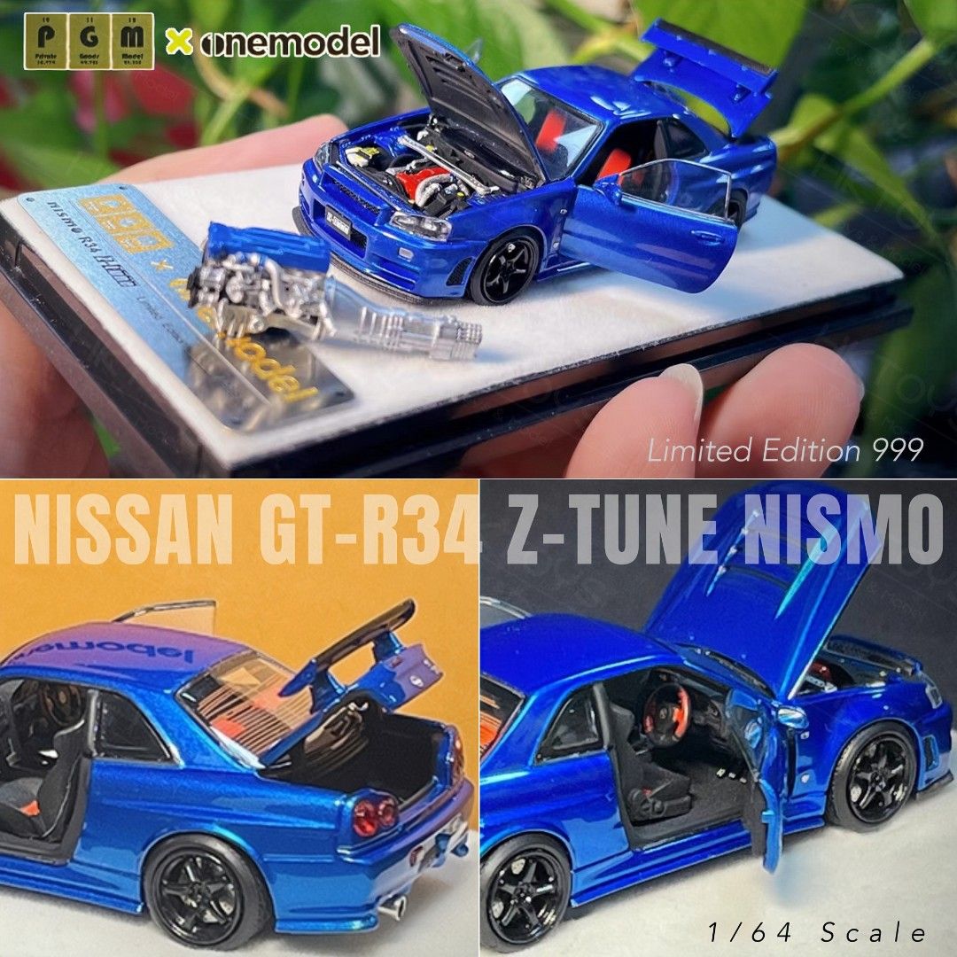 1：64 車模 PGM × onemodel 全開版 NISSAN SKYLINE GT-R34 Z-TUNE NISMO GTR 合金汽車 ...