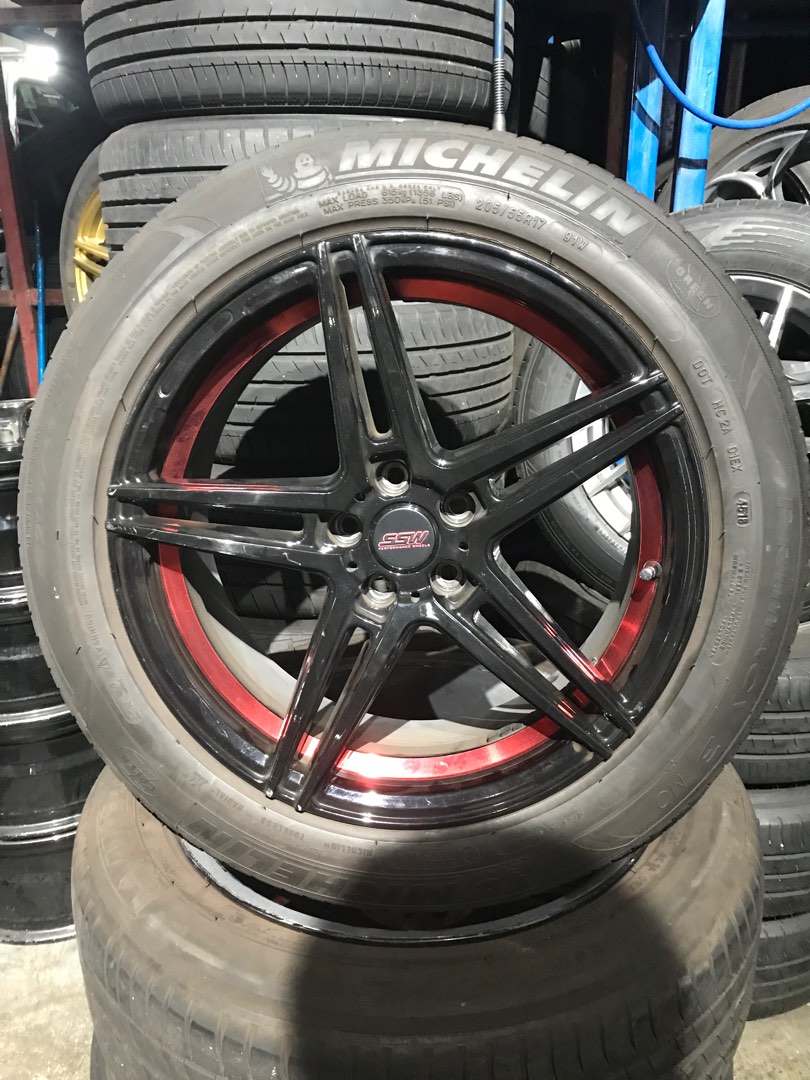 17” 5x100 SSW used rims and tyres set, Car Accessories, Tyres & Rims on ...