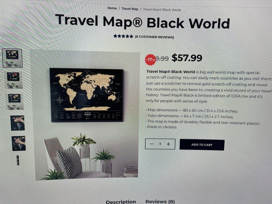 1DEA.me Travel map of the world, 興趣及遊戲, 旅行, 旅遊 - 旅行必需品及用品 - Carousell