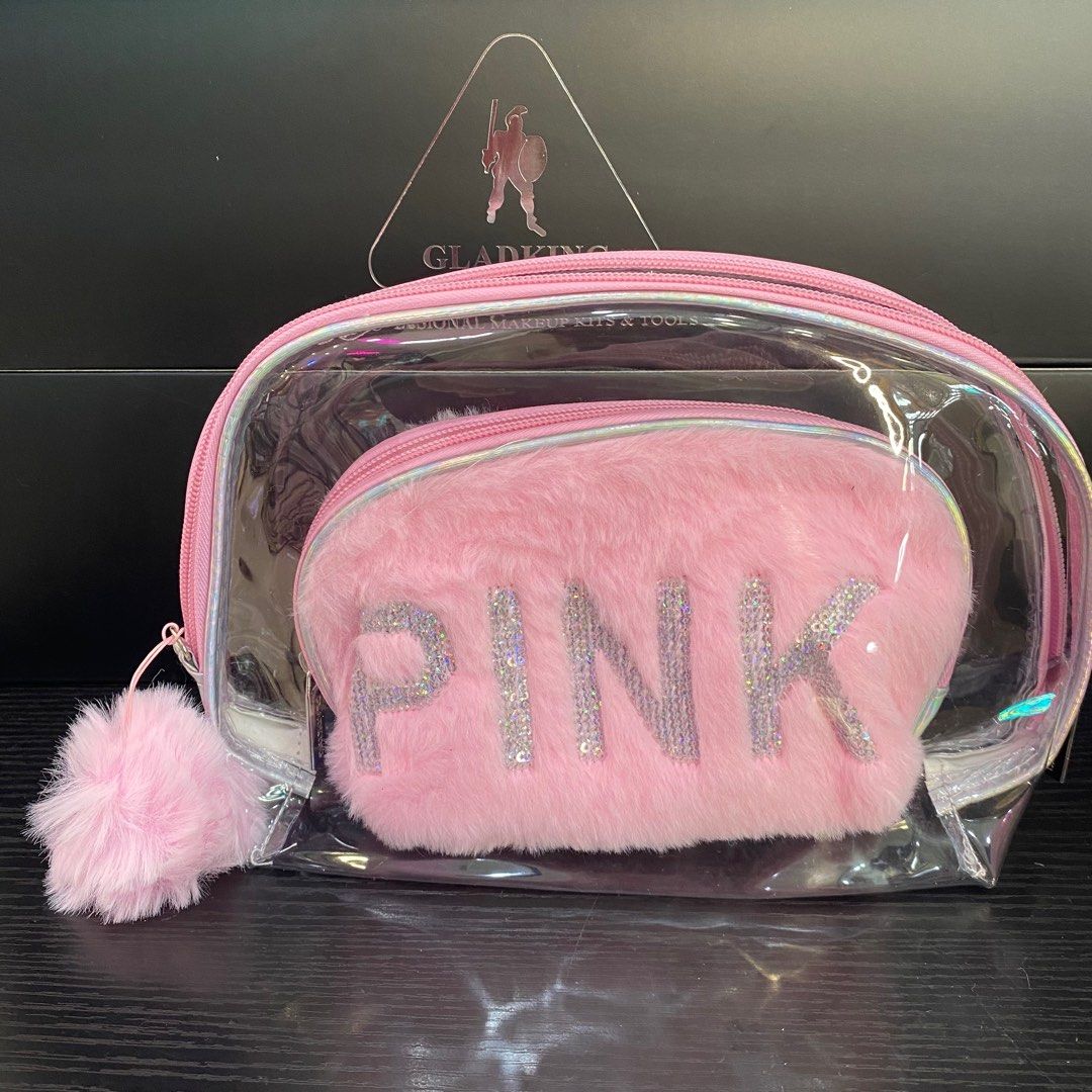 2-1 Fluff Transparent pouch L.pink -96720028, Women's Fashion, Bags ...