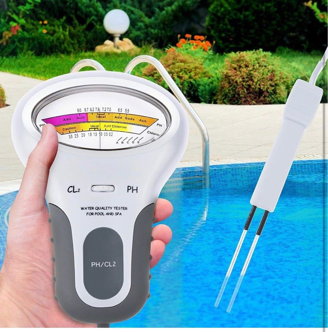 2-in-1 Chlorine&PH Meter Swimming Pool Tester, Handheld CL2 Level Meter ...