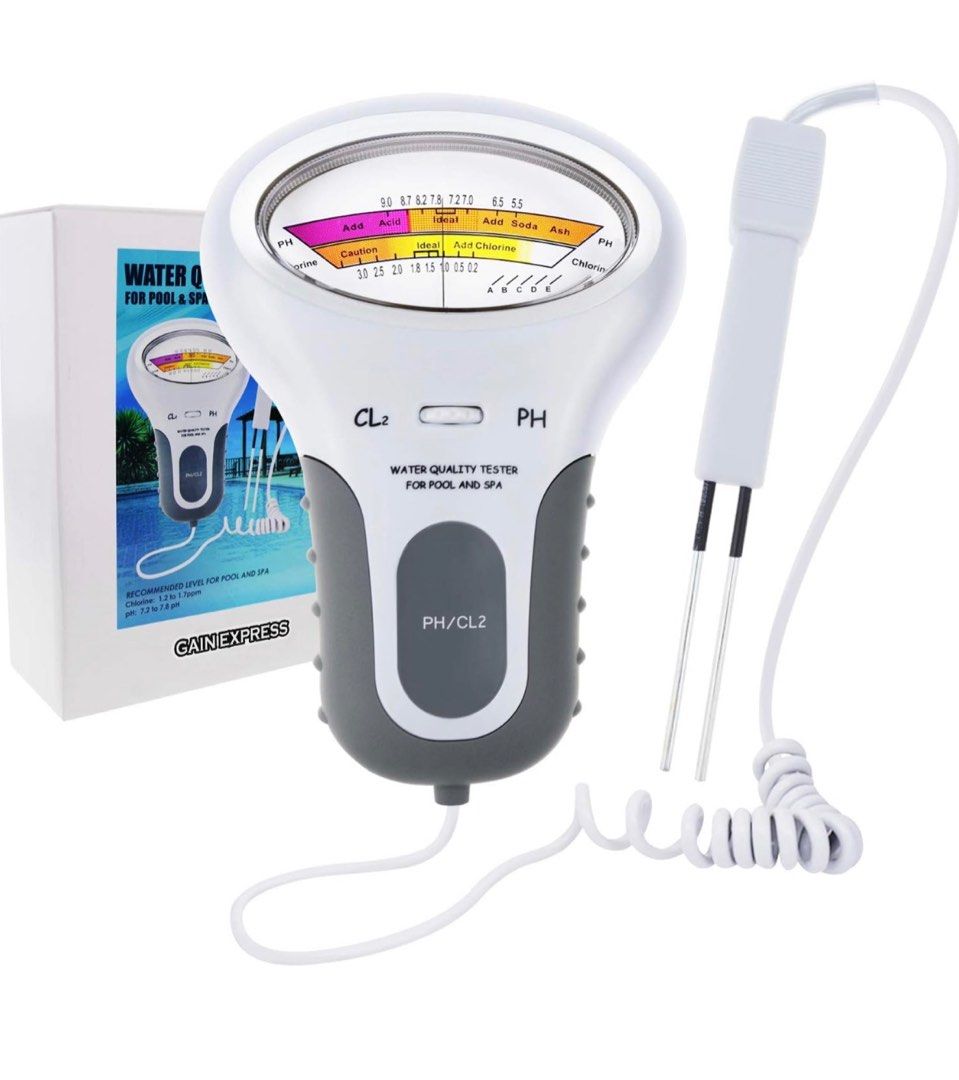 2-in-1 Chlorine&PH Meter Swimming Pool Tester, Handheld CL2 Level Meter ...