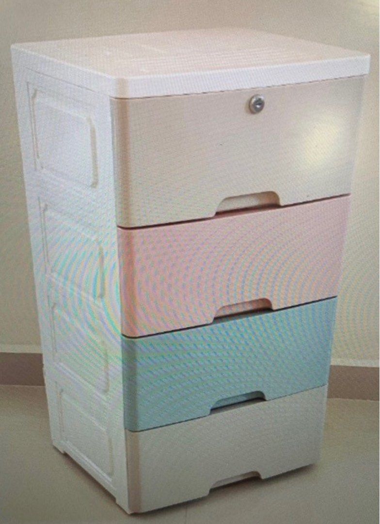 4 tier plastic drawer with lock, Furniture & Home Living, Furniture ...