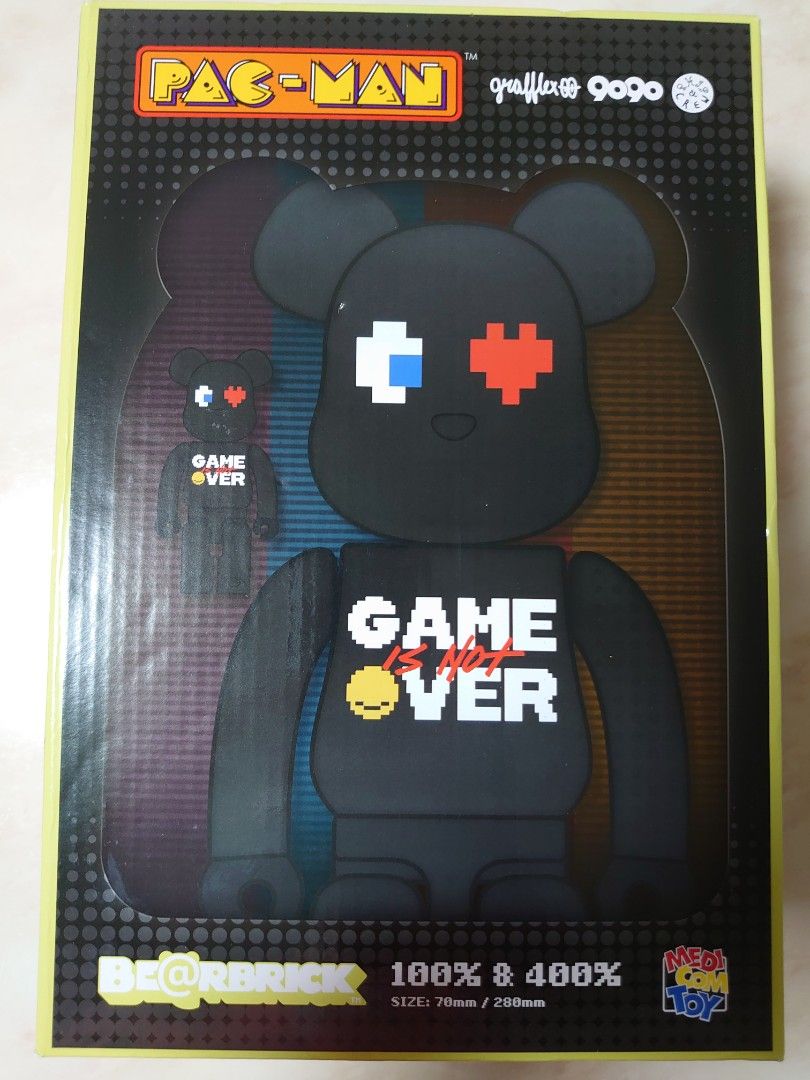全新 Pac man 食鬼 Game Over Bearbrick 400%& 100%, 興趣及遊戲, 玩具 & 遊戲類 - Carousell