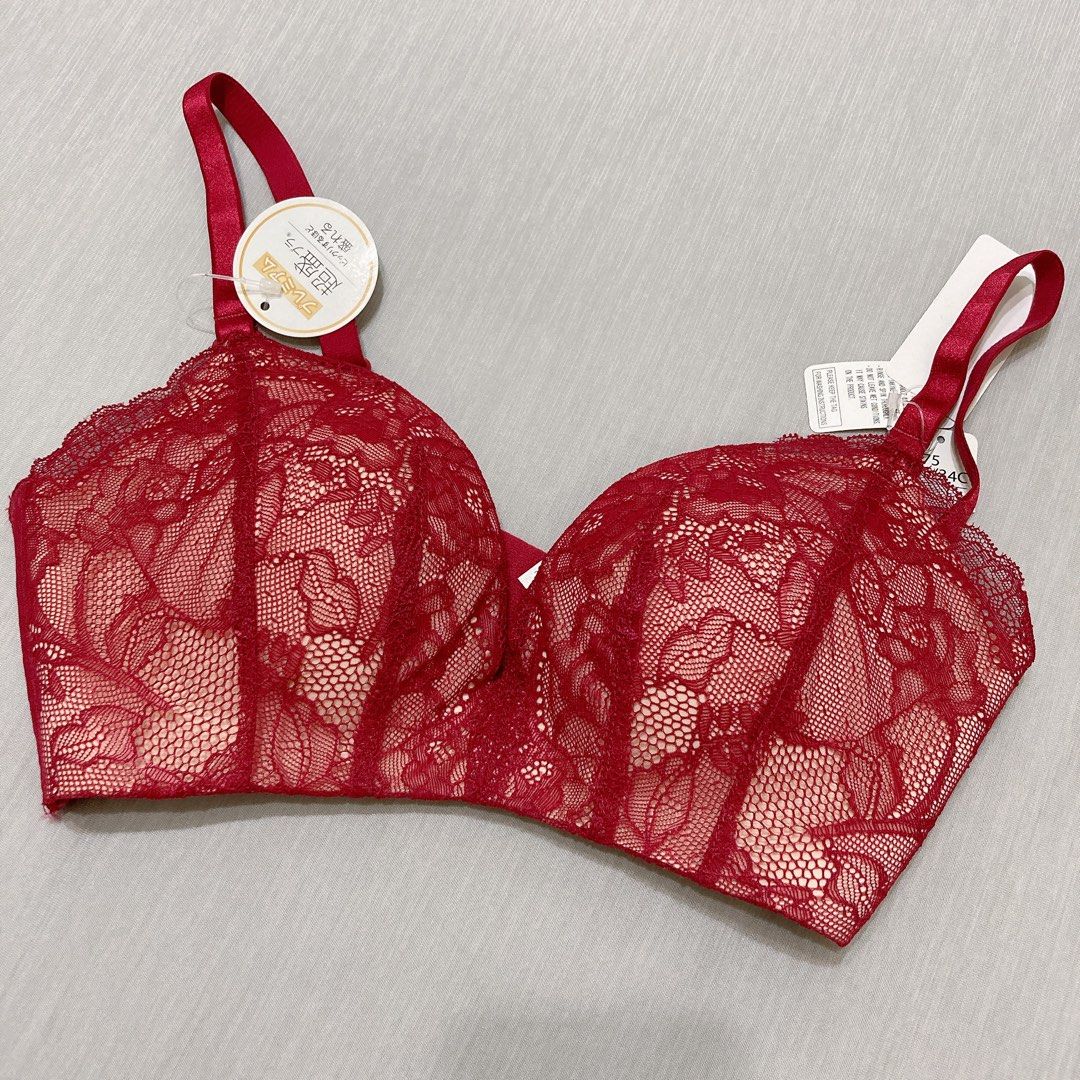 【aimerfeel】蕾絲 軟式超盛內衣 75C 酒紅色, 她的時尚, 上衣, 其他上衣在旋轉拍賣