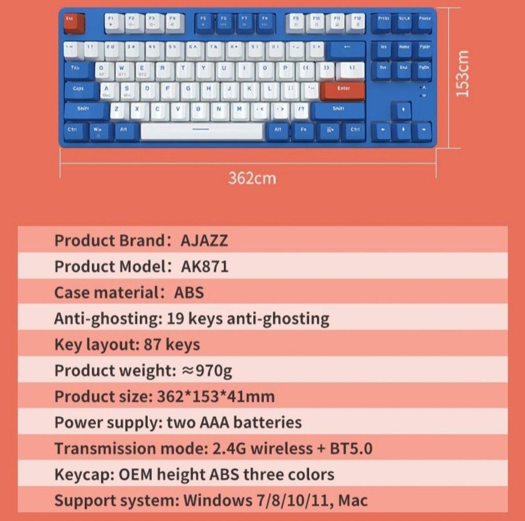 Ajazz 75% TKL wireless Mechanical Keyboard, Computers & Tech, Parts ...