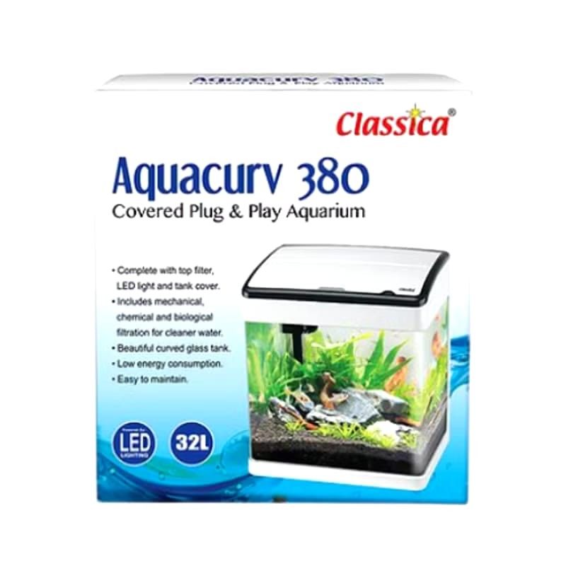 Aquacurv 380 Full set covered Fish Tank with pump ready to use, Pet ...