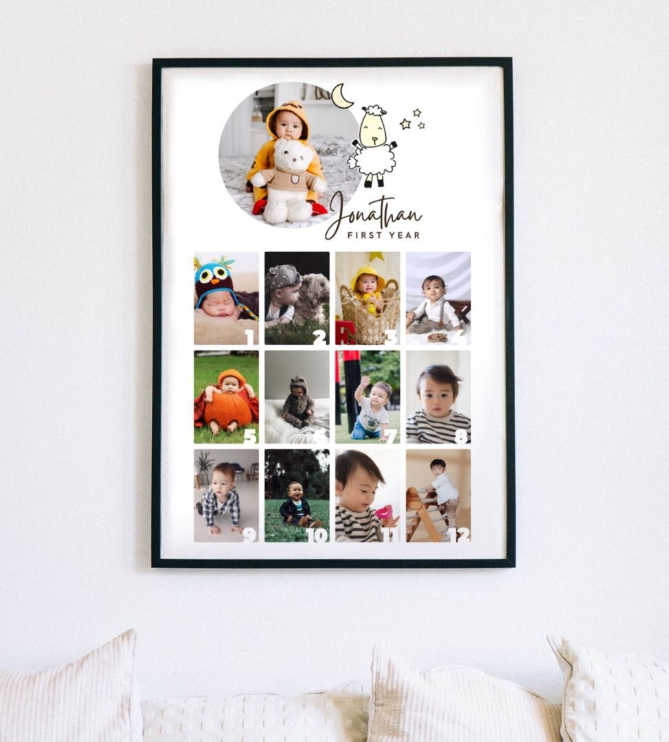 Baby Board - 12 Months Collage Milestones Board, Business Services ...