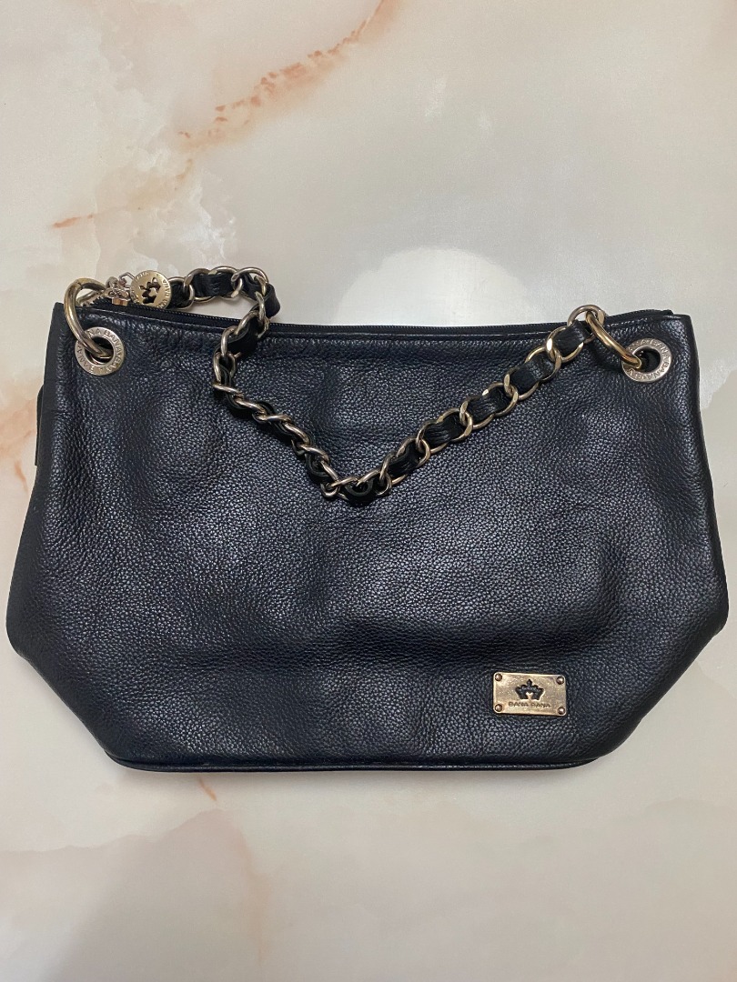 (Pre-loved) BANA BANA Black Leather Shoulder Bag, Luxury, Bags ...
