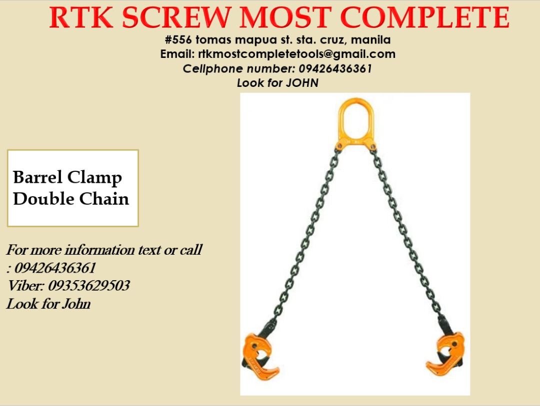 Barrel Clamp Double Chain 0.5 Tons, Commercial & Industrial ...