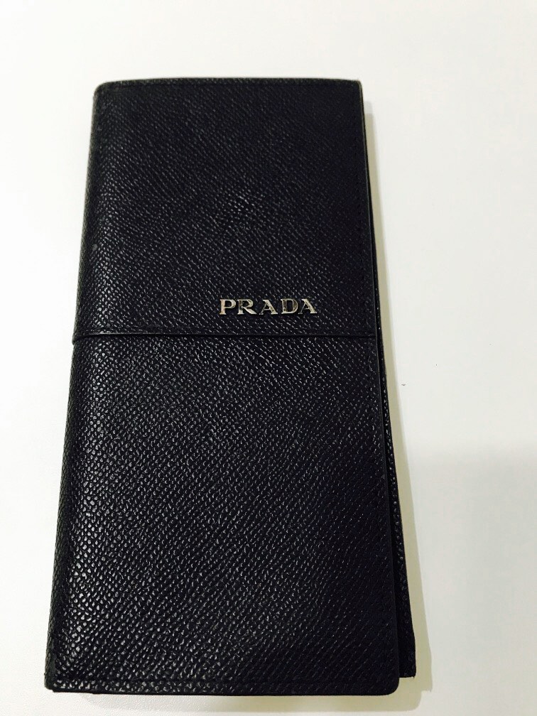 Black Prada Wallet, Fesyen Wanita, Tas & Dompet di Carousell