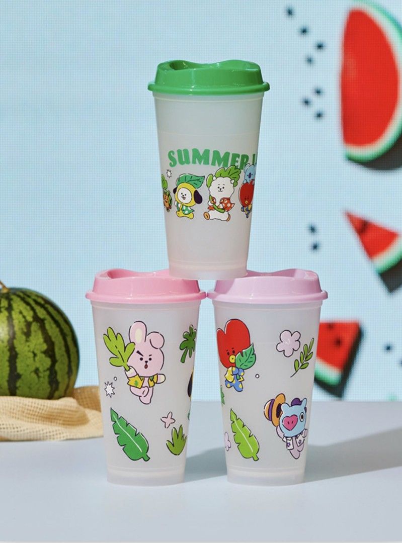 BT21 SUMMER REUSABLE CUP SET, Everything Else, Others on Carousell