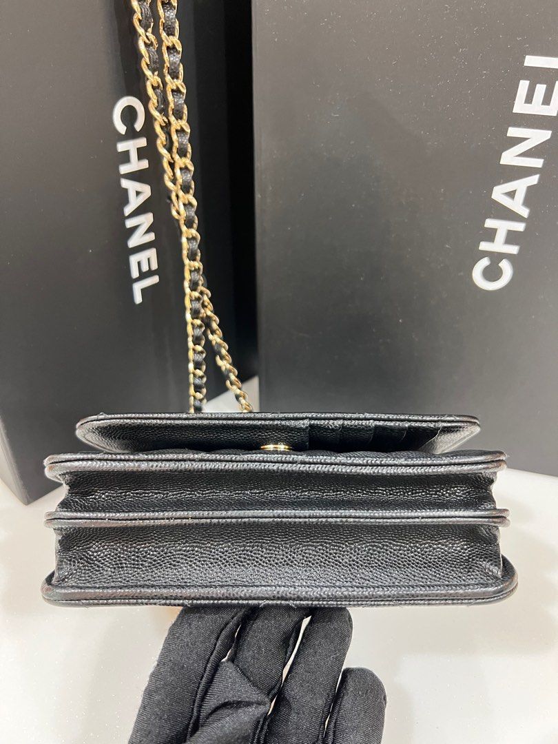 Chanel 21P Mini Wallet On Chain (WOC) Black Cavair GHW, Luxury, Bags ...