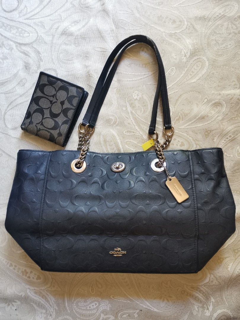 Coach Monogram Navy Blue Bag on Carousell
